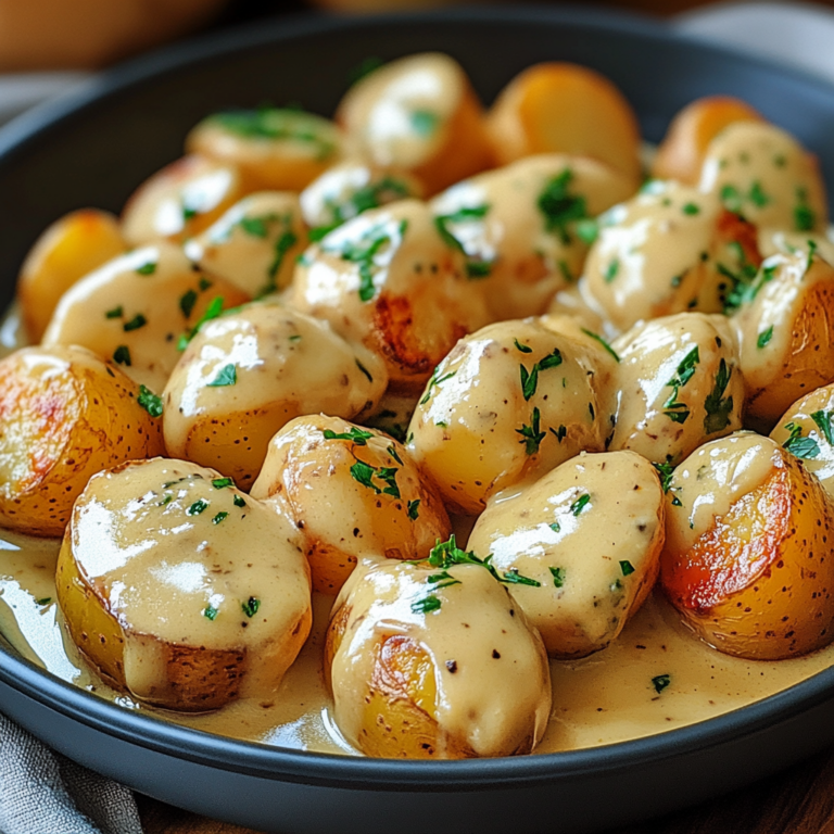 Creamy Garlic Sauce Baby Potatoes - Grammy Recipes