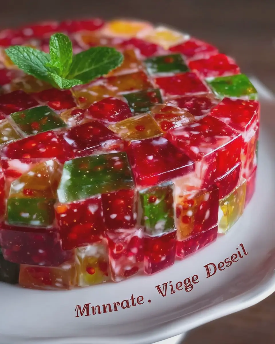 vintage mosaic fruit jelly dessert